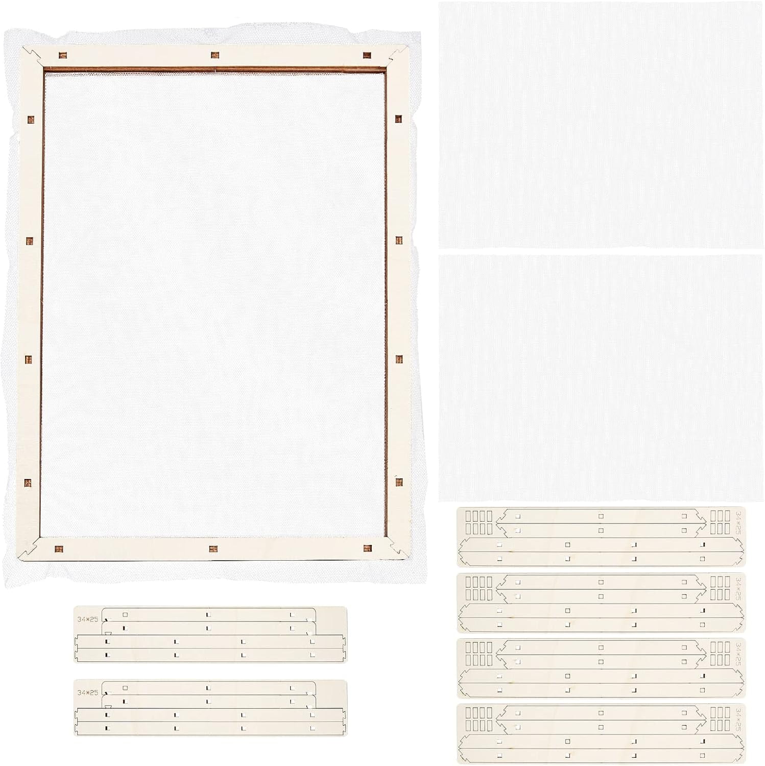Basswood Assembled Paper Making Frame with Gauze Rectangle PapayaWhip ...