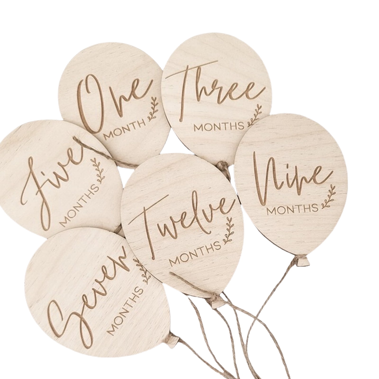 Basswood Baby Milestones Signs with Balloon Designs Wooden Baby Month ...