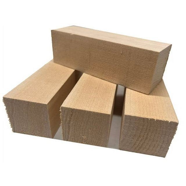 Basswood Carving Blocks - 2" x 2" x 6" (4 Piece) Whitlling Blocks ...