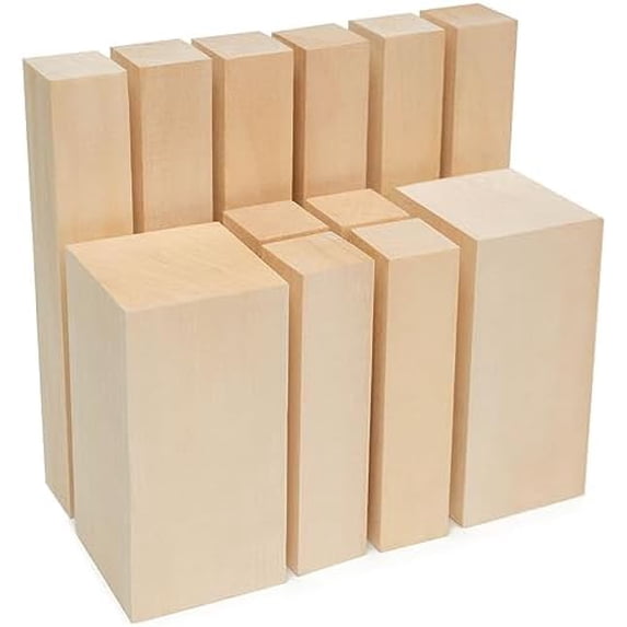 Basswood Carving Blocks BW12 pcs Whittling Wood Set for Crafts - Wooden ...