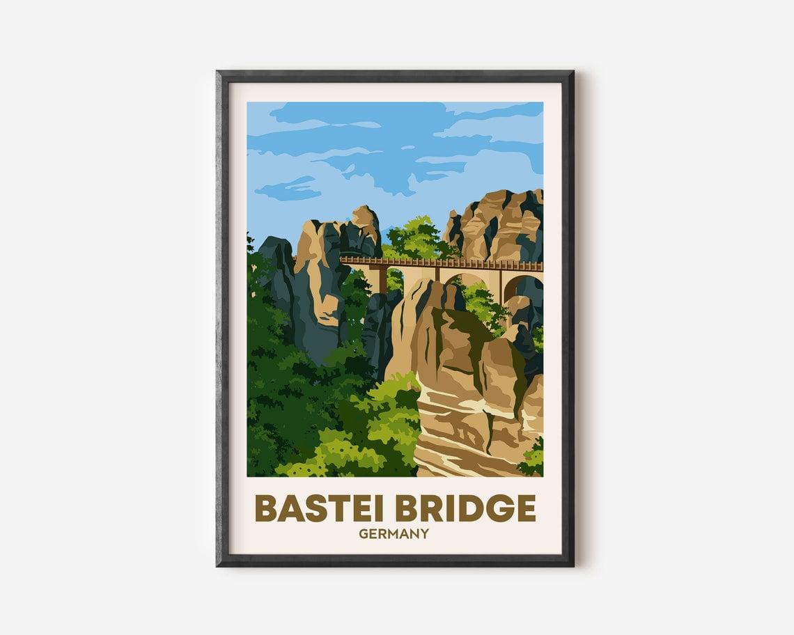 Bastei Bridge Travel Print, Wall Art Nature Wall Hanging, Home ...
