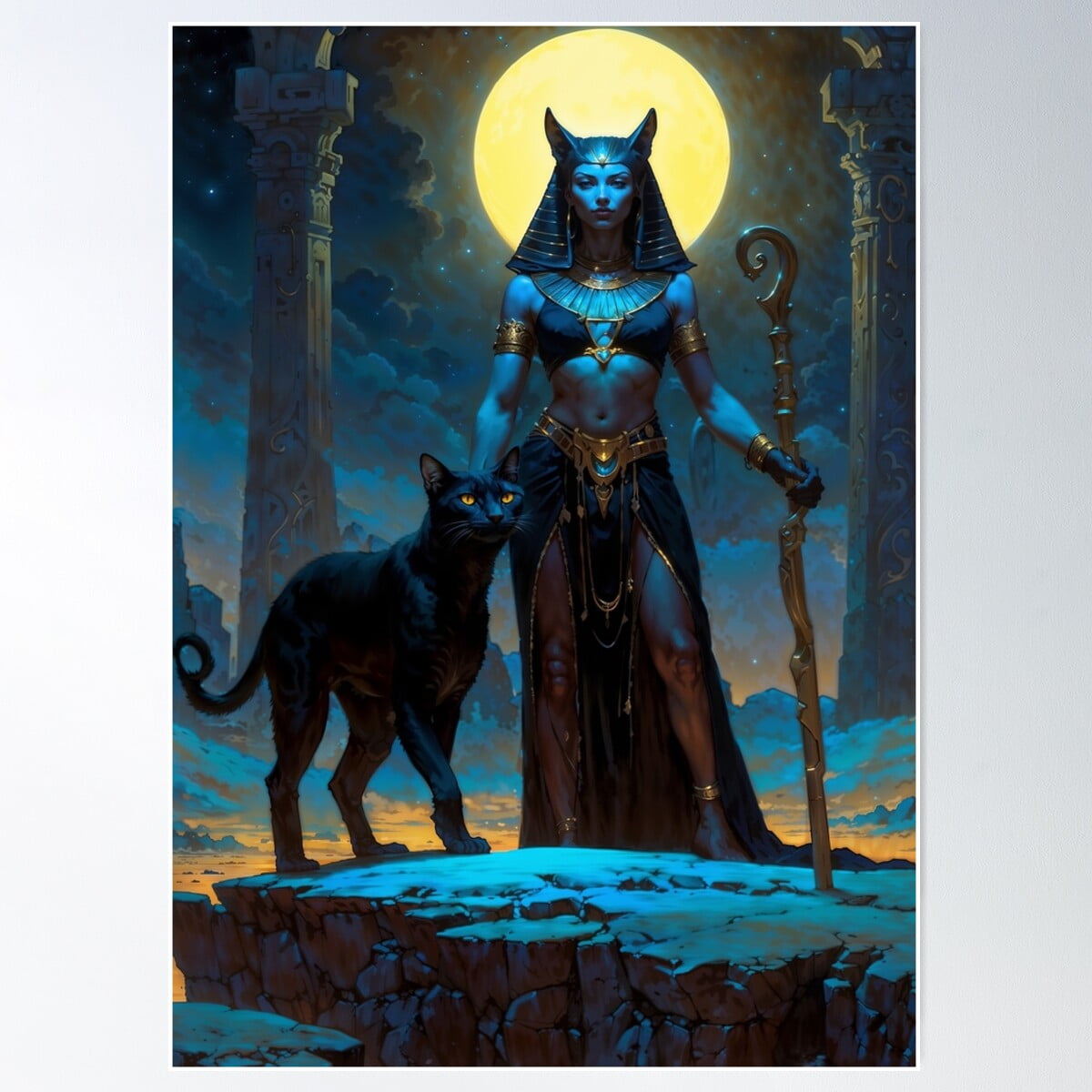 Bastet Goddess Poster Wall Art, Modern Wall Decor For Living Room ...