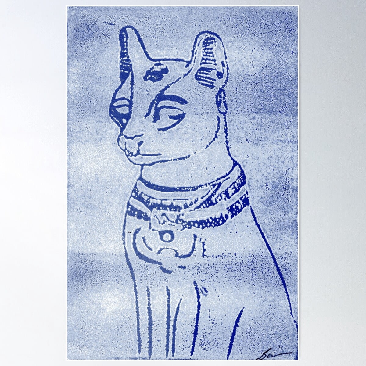 Bastet In Blue Poster Wall Art Modern Wall Decor For Living Room ...