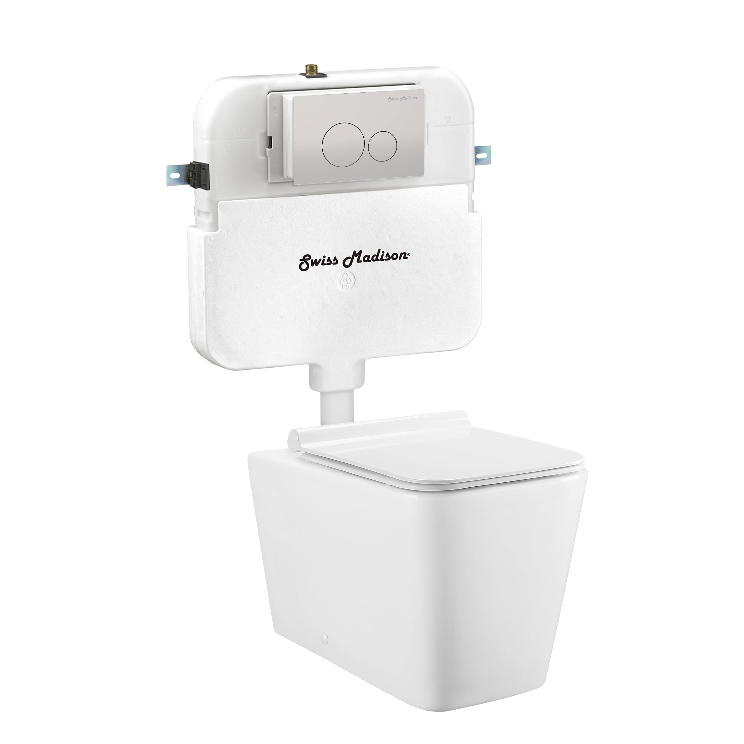 Bastille Back to Wall Concealed Tank Toilet Bowl Bundle in Glossy White ...