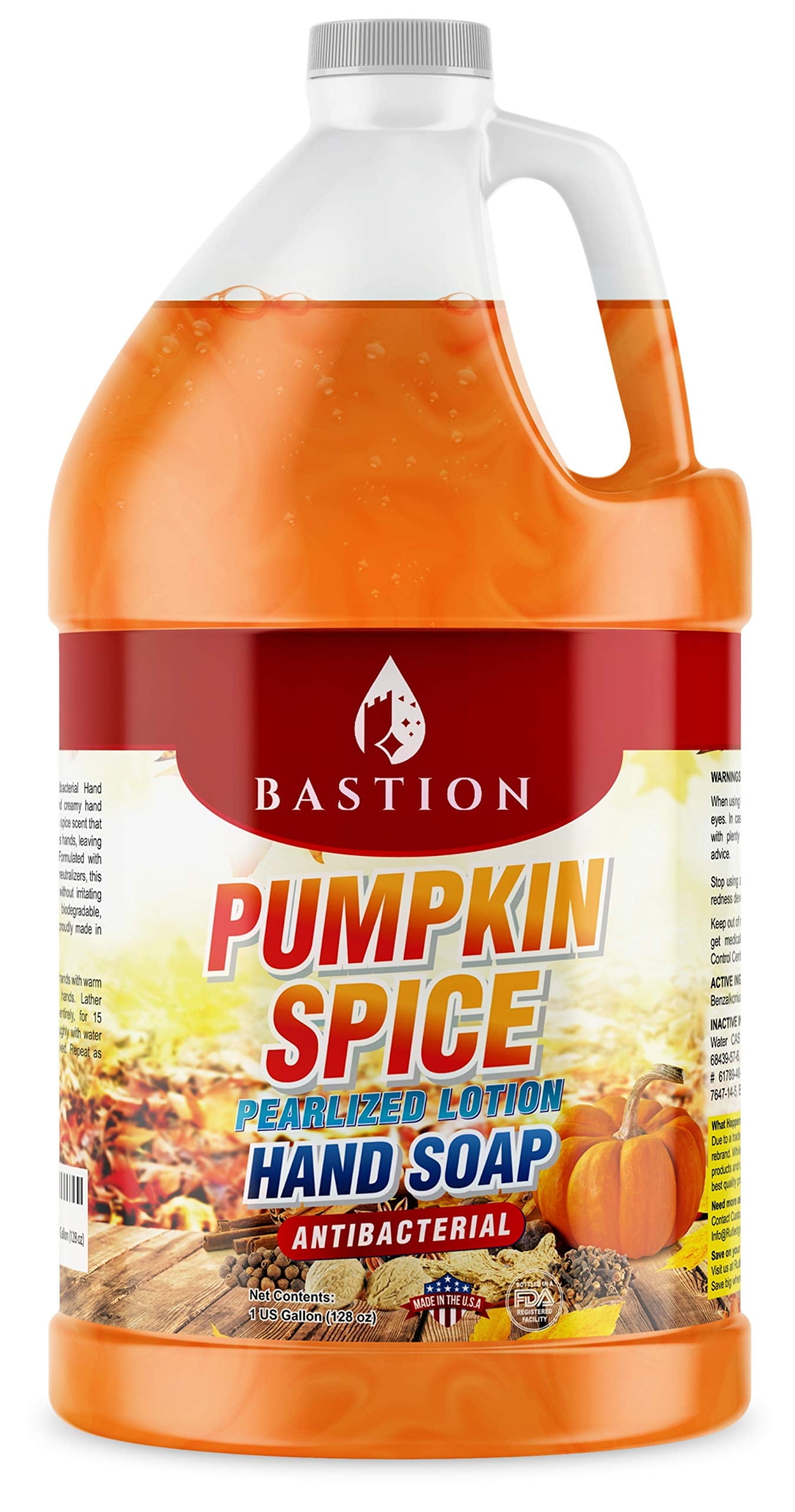 Bastion Antibacterial Hand Soap - Pumpkin Spice Moisturizing Pearlized ...