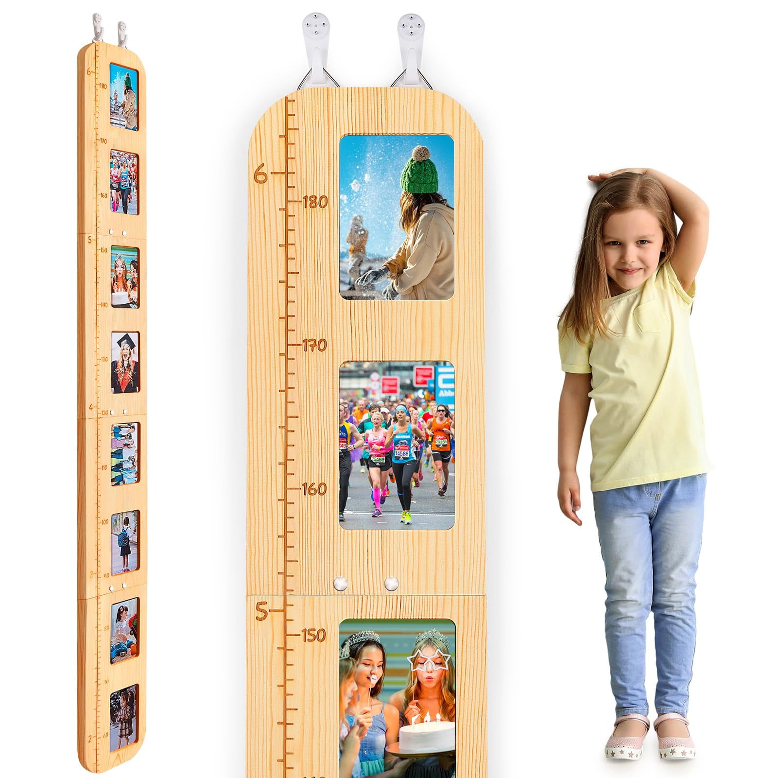 Basumee Growth Chart for Kids, Wood Height Chart for Kids with Photo ...