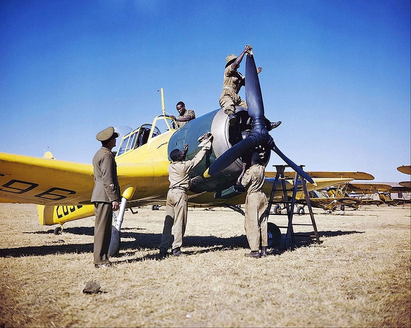 Basuto Boys Clean Miles Master Aircraft at Air School - 12x18 Inch ...