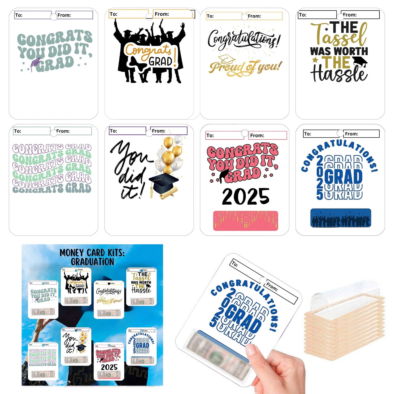Basysin 13*10cm 5.5*3.93Inch Graduation Cards 8PC Graduation Cards 2025 ...