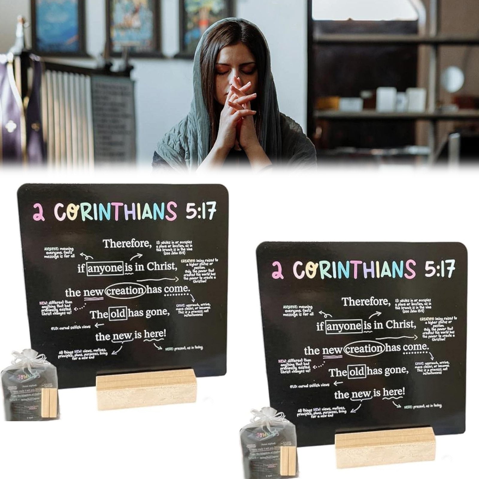 Basysin 52 Scripture Cards, 52 Mapped Bible Verse Cards with Stand, A ...