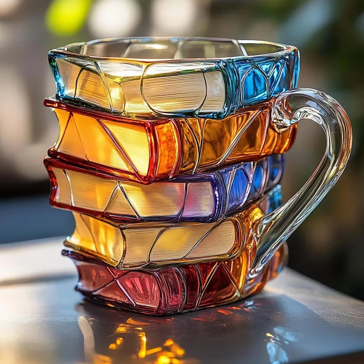 Basysin Colored Glass Book Mug Novelty Unique Coffee Cup Acrylic ...