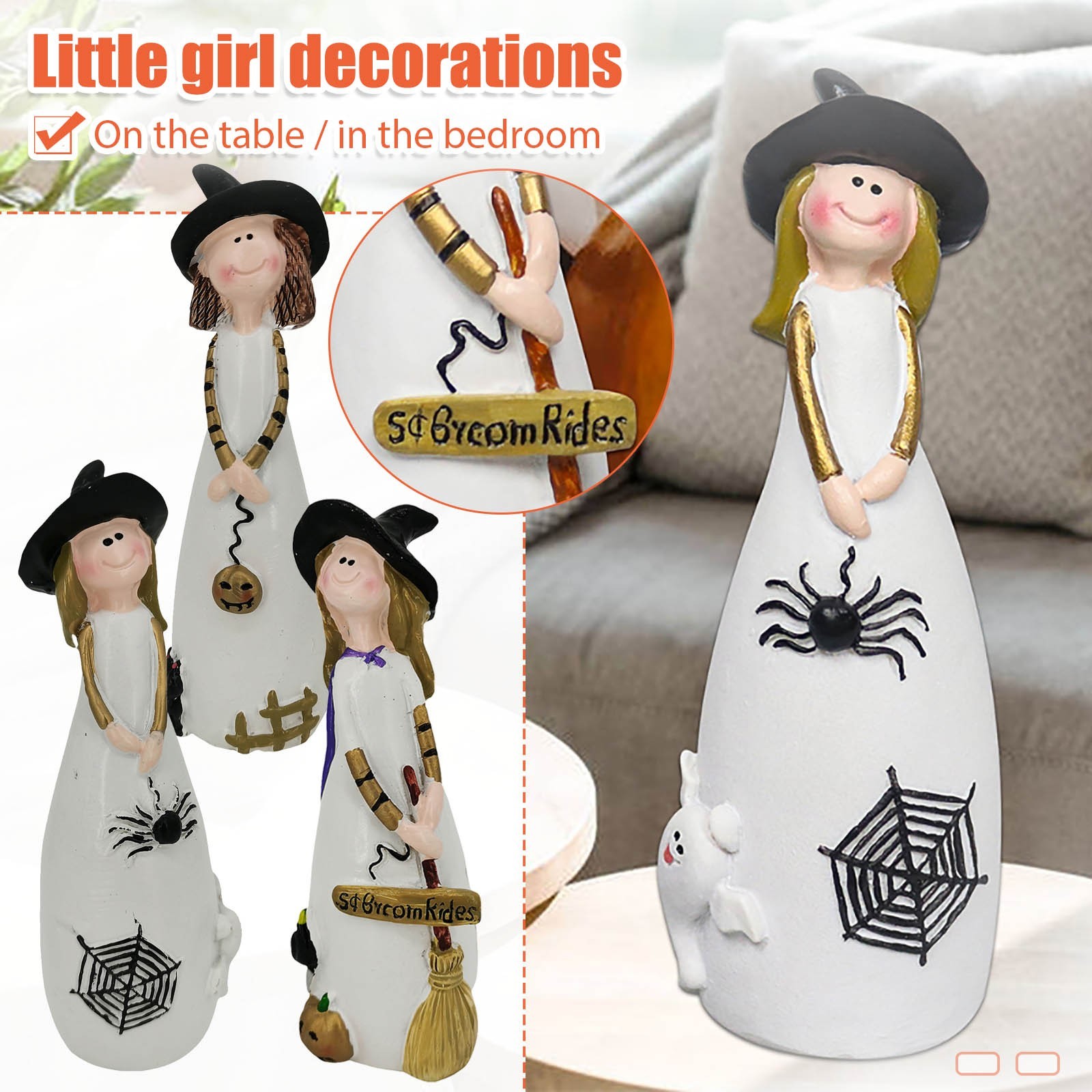 Basysin Gift Boutique Halloween Witches Figurine Tabletop Decor Holiday ...