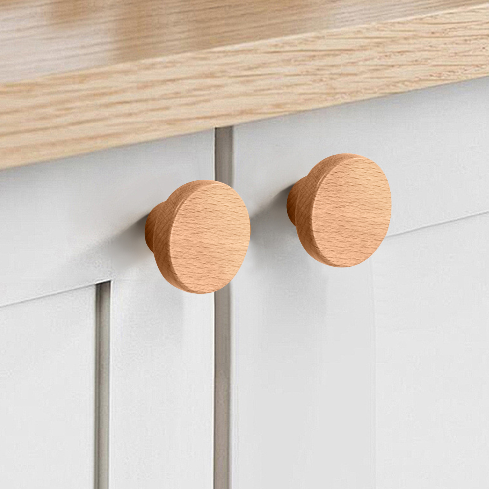Basysin Punch-free Sticky Wooden Handle Cabinet Door Cabinet Drawer ...
