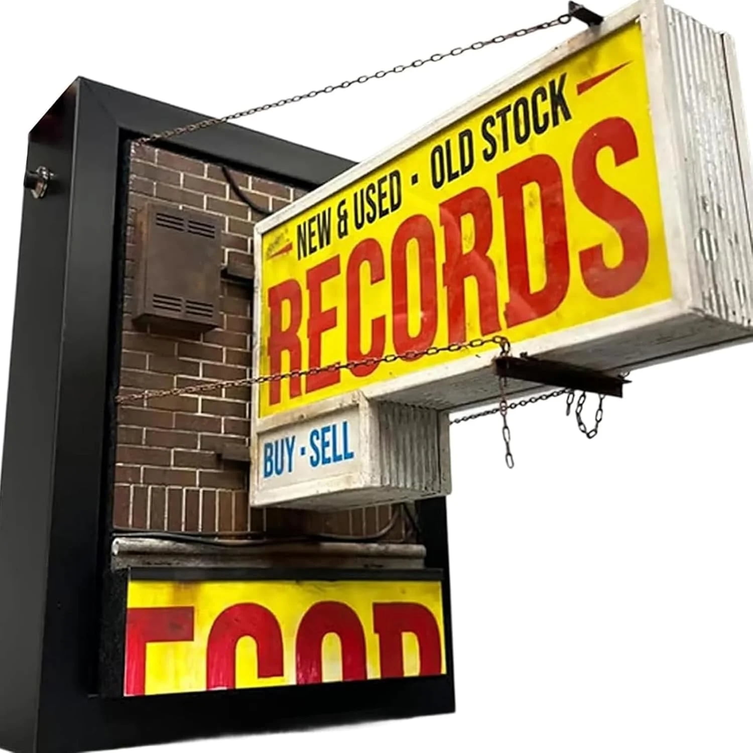 Basysin Retro Record Store Wall Light, Yellow Eye-Catching Sign For ...