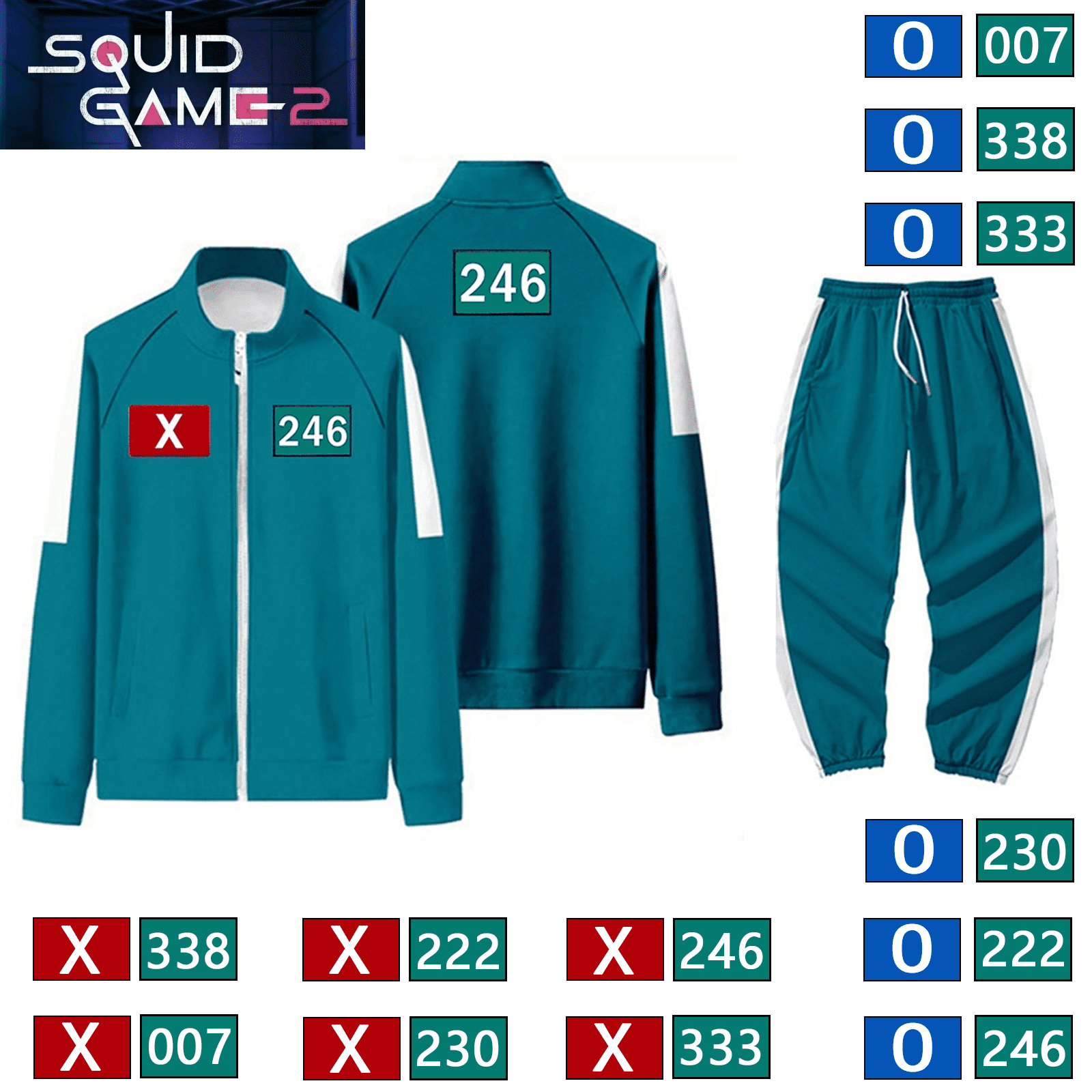 Basysin Squid Game Costume Unisex Squid Game Jacket and Pants Set Kids ...