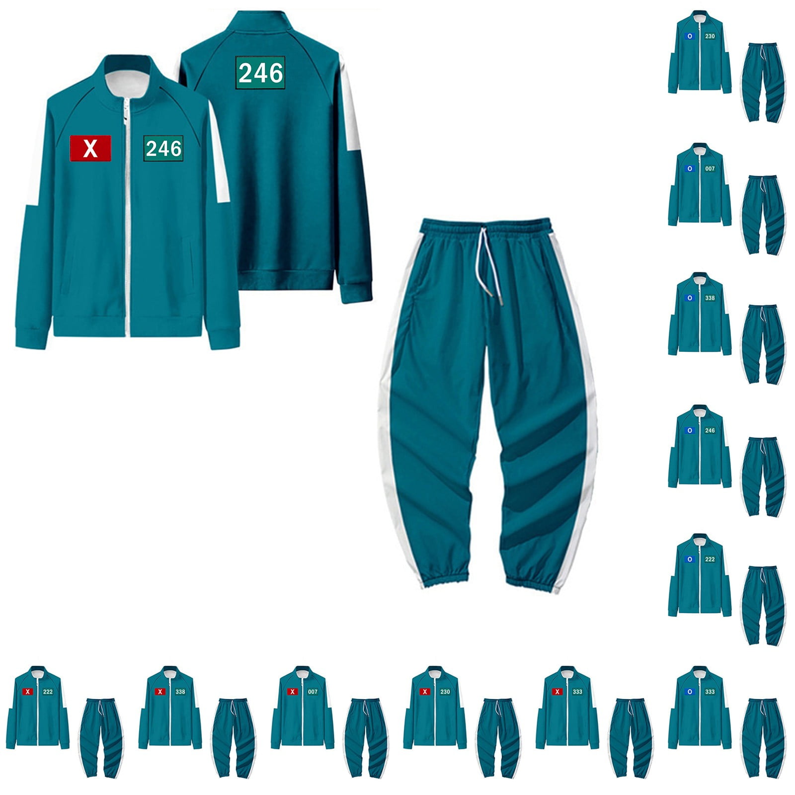 Basysin Squid Game Costume Unisex Squid Game Jacket and Pants Set for Men or Women Activewear ...
