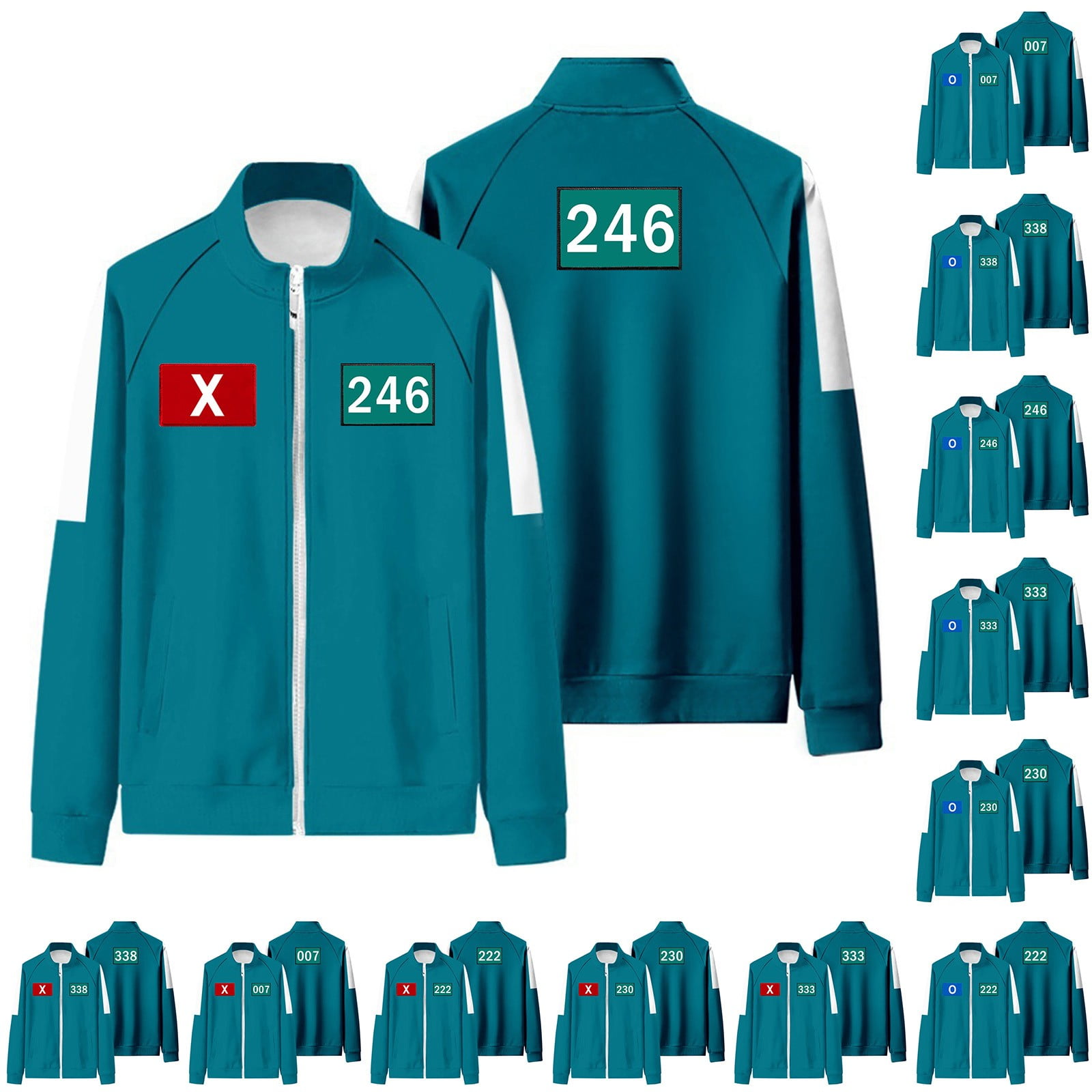 Basysin Squid Game Jacket Adult Full Zip Sweatshirt Coat with Pockets ...