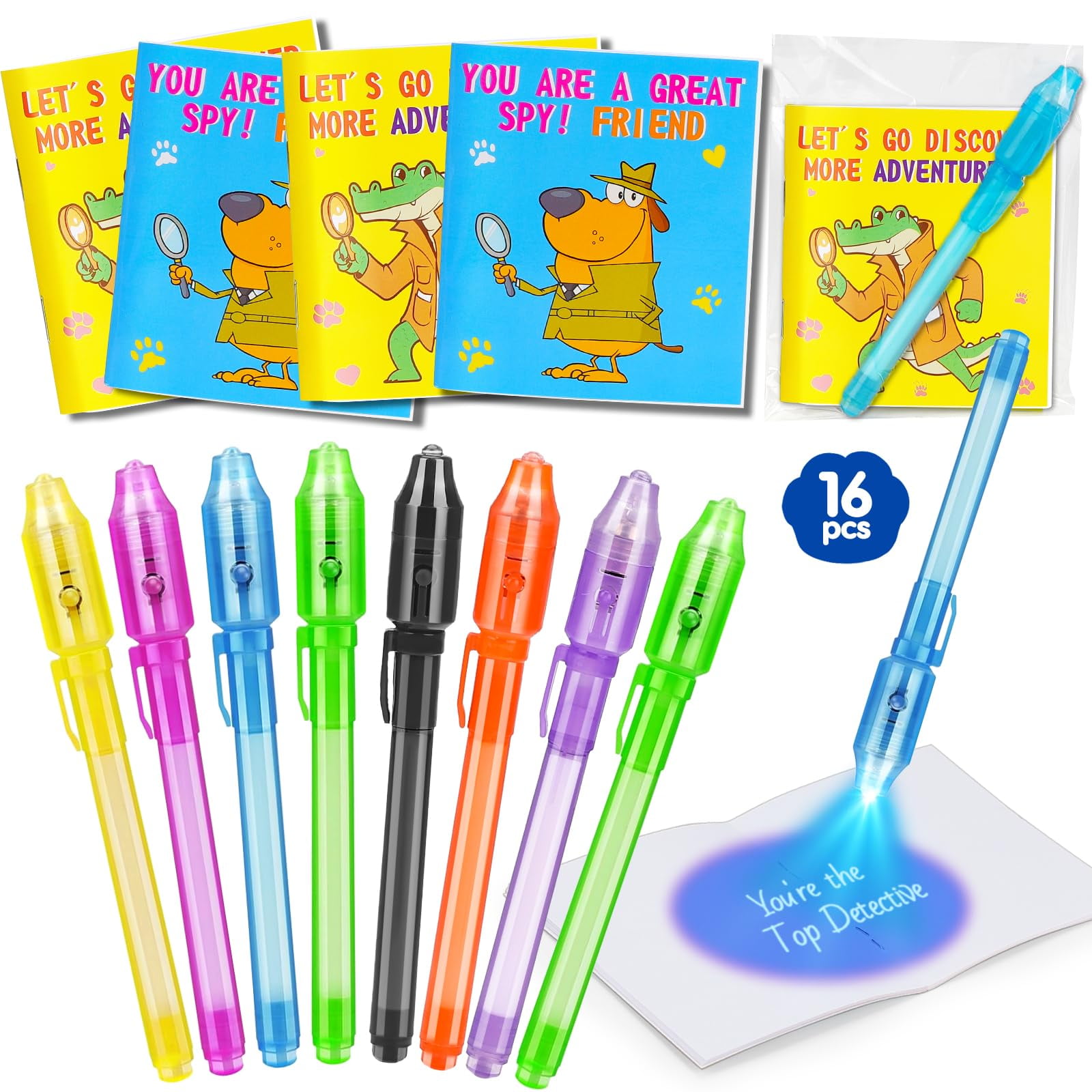 Basytodio Invisible Ink Pen with UV Light and Notebooks for Kids Party ...