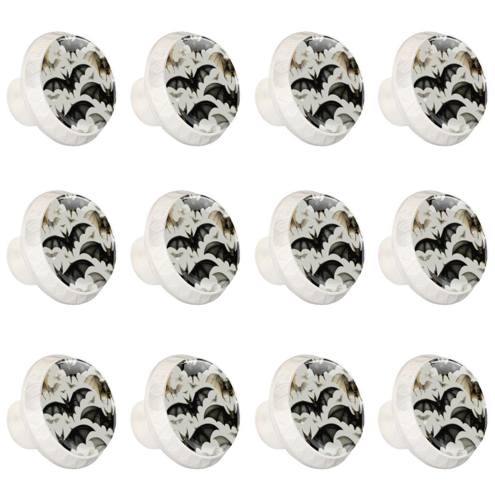 Bat 12 Pcs White Round Drawer Pulls with Screws,ABS and Glass Cabinet ...