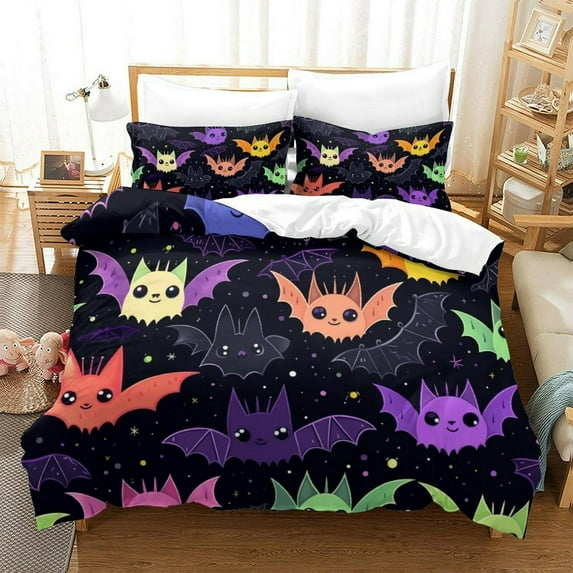 Bat 3D Printed Quilt Cover Bed Duvet Set Soft Microfiber with Zipper ...