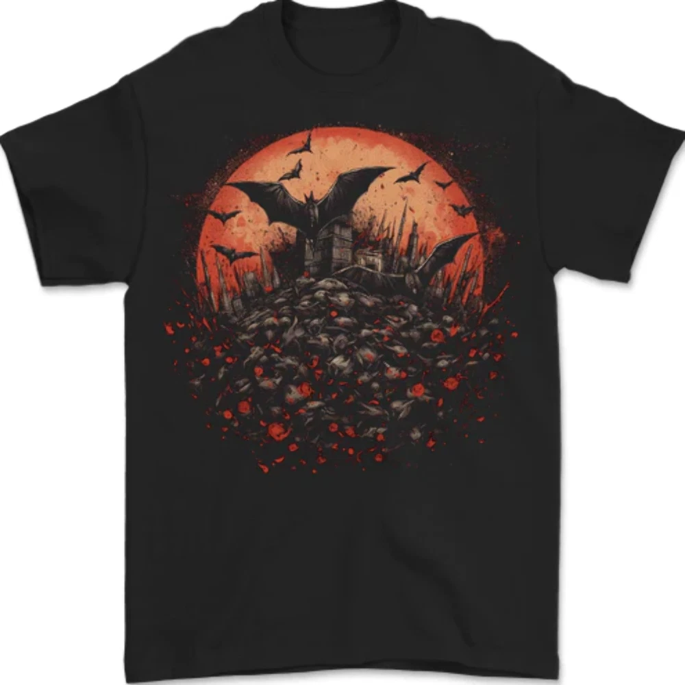 Bat Apocalypse Red Moon Halloween Mens T-Shirt - Walmart.com