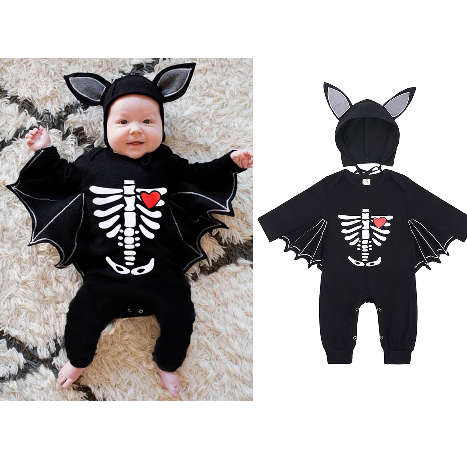 Bat Baby Outfit Baby Girls Halloween Outfits Bodysuit Romper with Hat 6-12 Months Halloween ...
