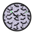 Purple Background Bat Pattern Wall Clock 12 Inch Voice Activated Night ...
