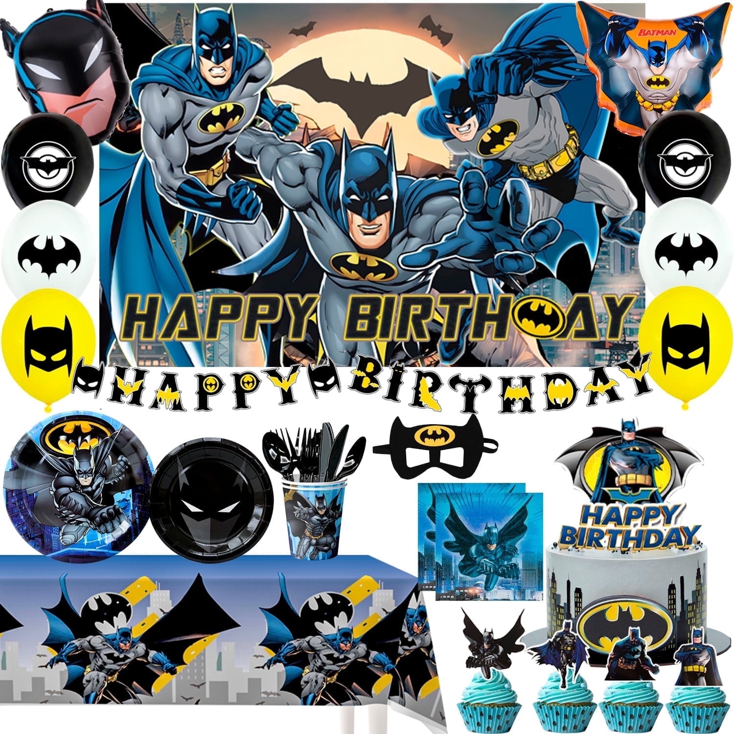 Bat Birthday Party Supplies, 115pcs Bat Birthday Decorations ...