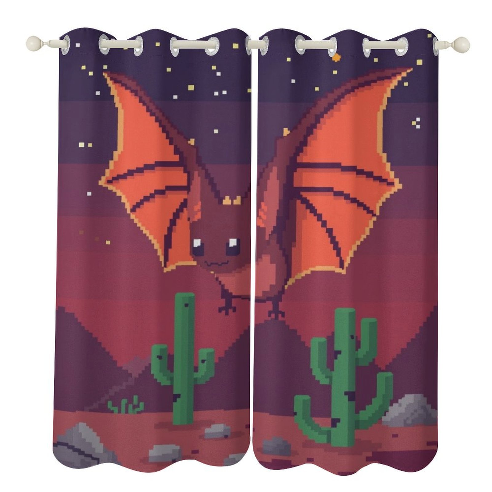 Bat Blackout Curtains 2 Panel Rod Pocket Thermal Insulated Drapes for ...
