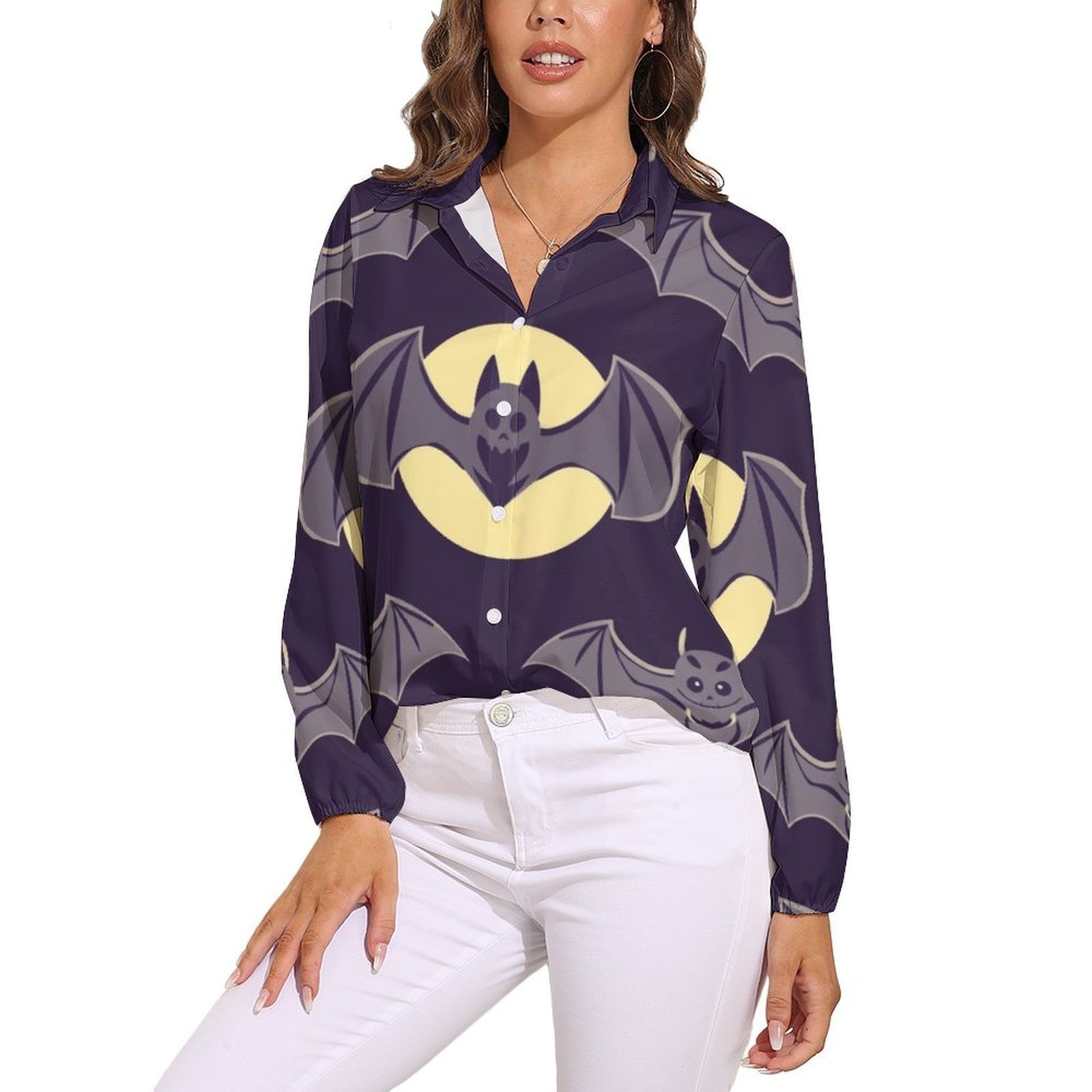 Bat Blouse For Women Loose Blouses Long Sleeve Shirts Casual Clothing ...