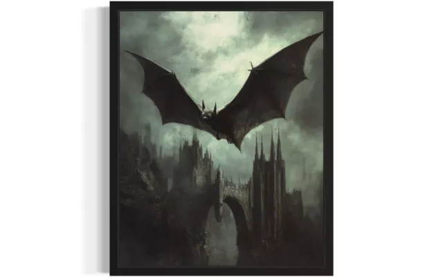 Bat And Castle Halloween Photo Art Print Poster Wall Art Painting NO ...