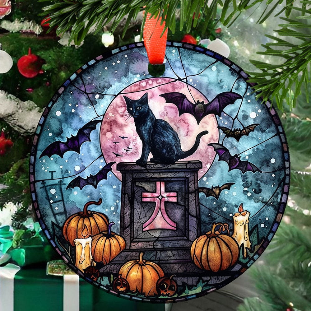 Bat Cat Ornament Sun Catcher with Mountain Window Hanging, Suncatchers ...