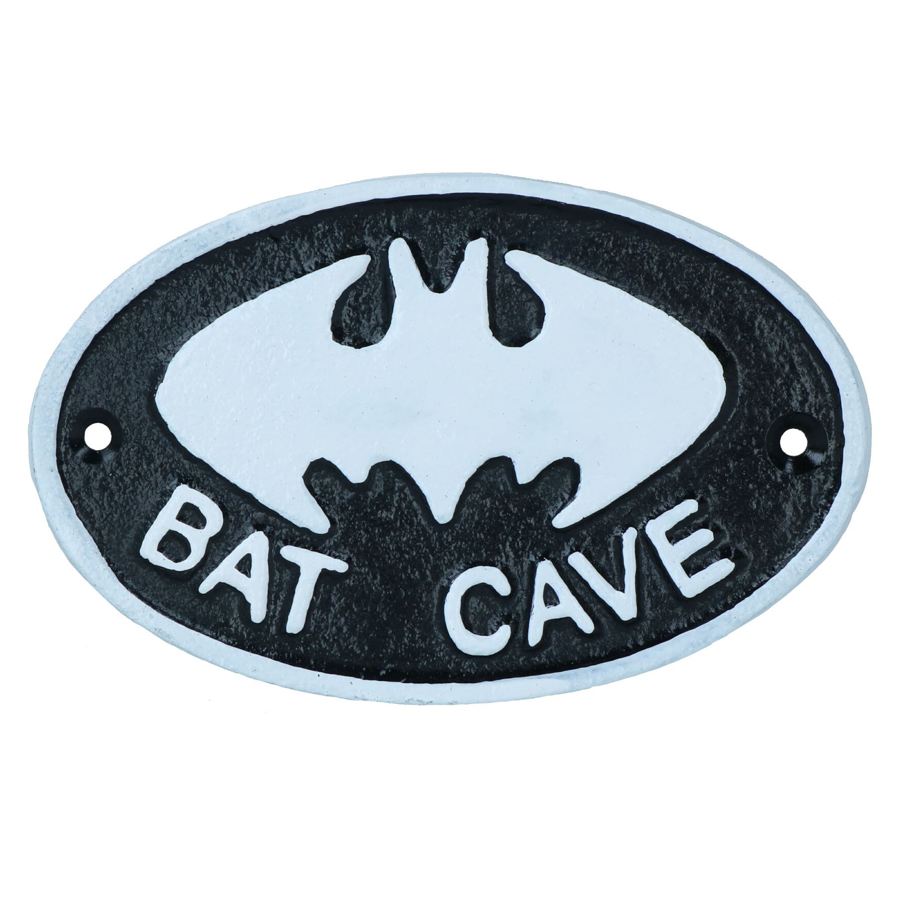 Bat Cave Cast Iron Sign Plaque Door Wall House Gate Post Bedroom Man ...