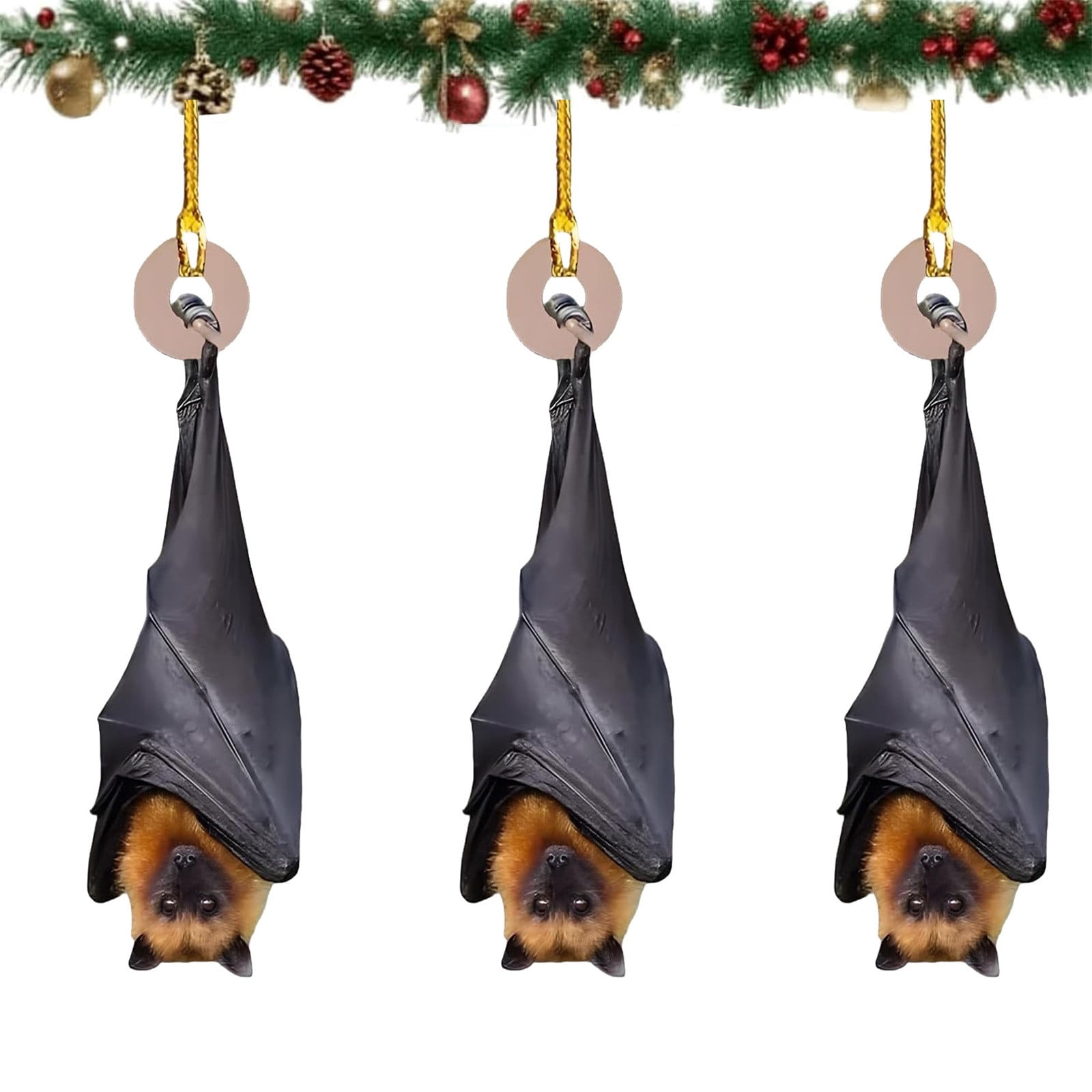 Bat Christmas Ornament, Realistic Hanging Bat Tree Decoration for ...