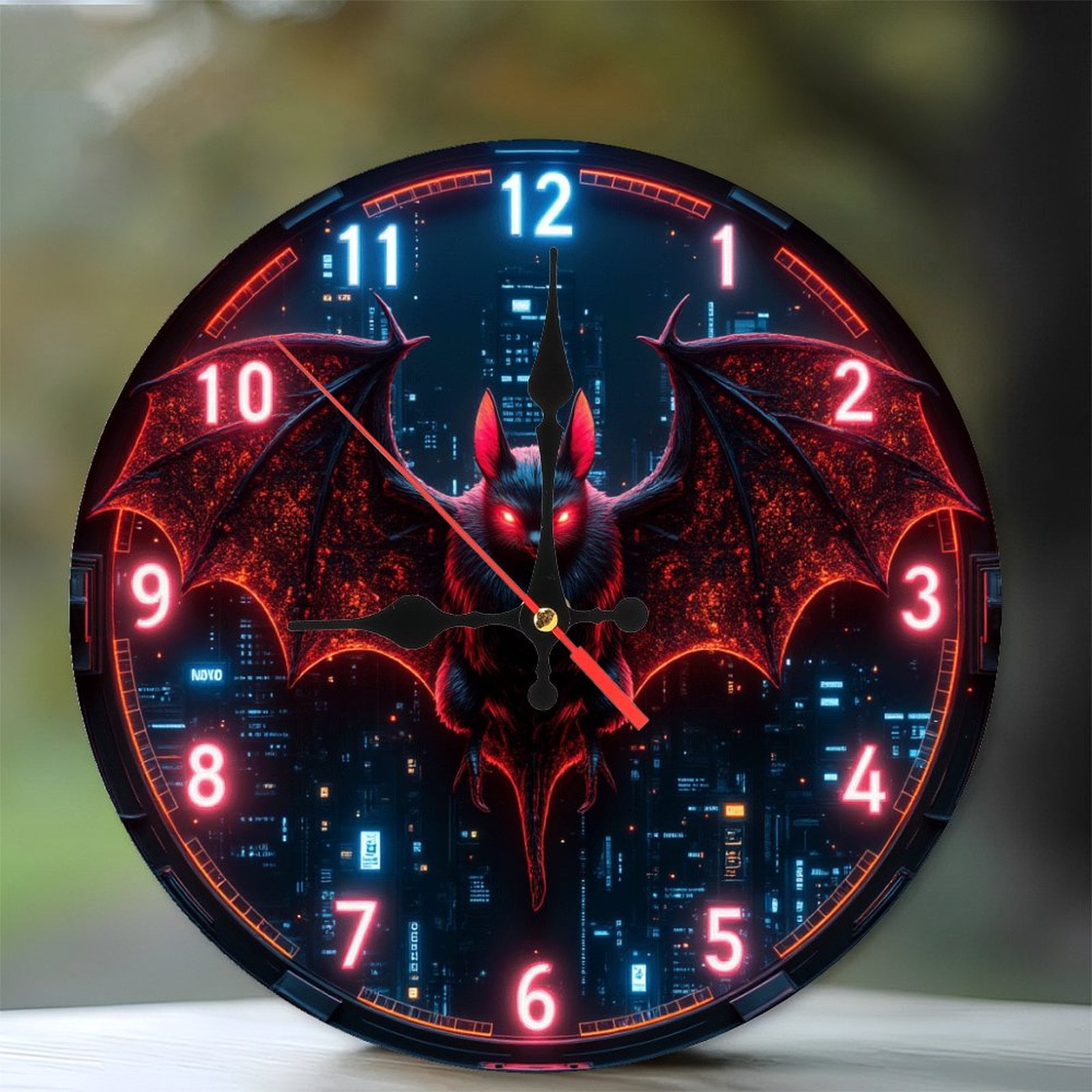 Bat Clock Wall Art 10-Inch Silent Wooden Wall Clock, Battery Operated ...