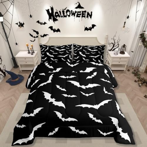 Bat Comforter Set King Size for Kids Bedroom with 2 Pillow Cases Happy ...