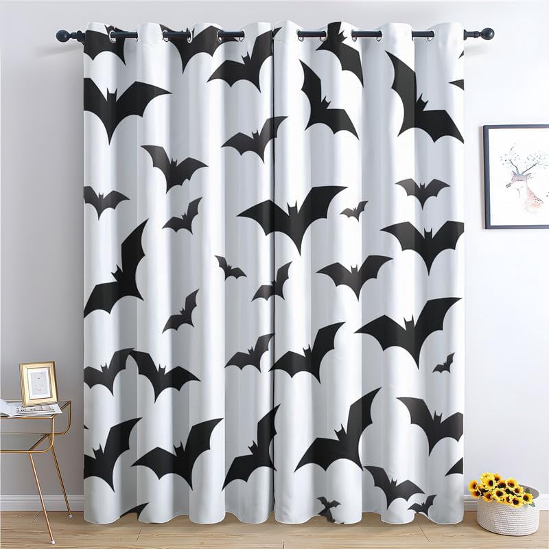 Bat Curtains For Bedroom Living Room, Halloween Blackout Curtains ...