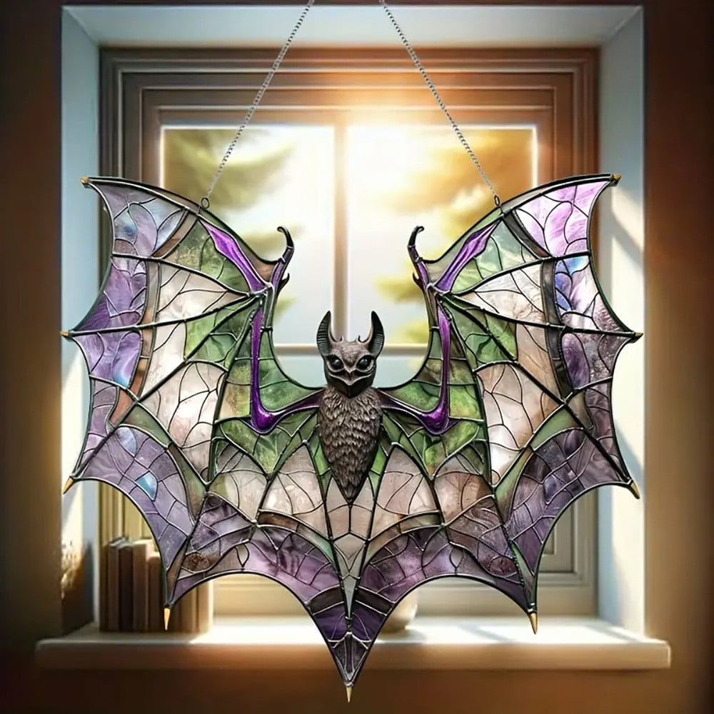 Bat Decor Stained Acrylic Window Hanging,Halloween Bat Decoration ...