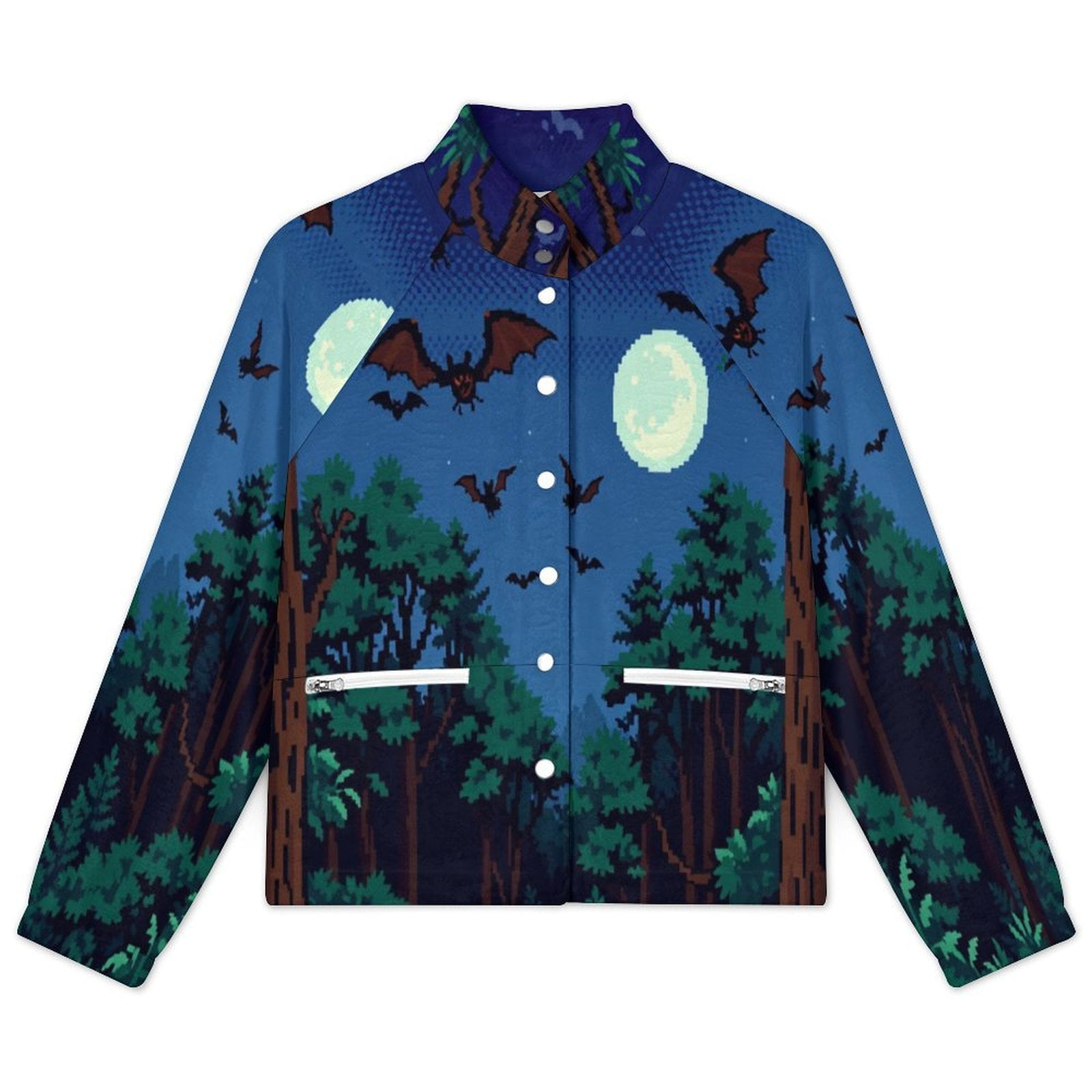 Bat Fall Winter Women Jacket Stand Collar Thick Plush Zipper Closure ...