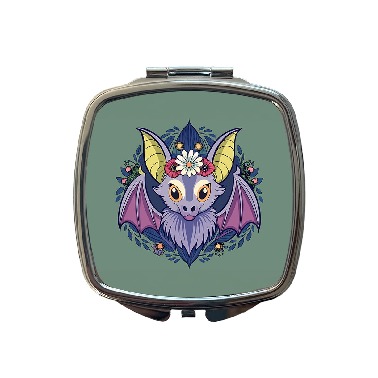 Bat Floral Flowers Halloween Travel Makeup Handbag Purse Small Pocket ...