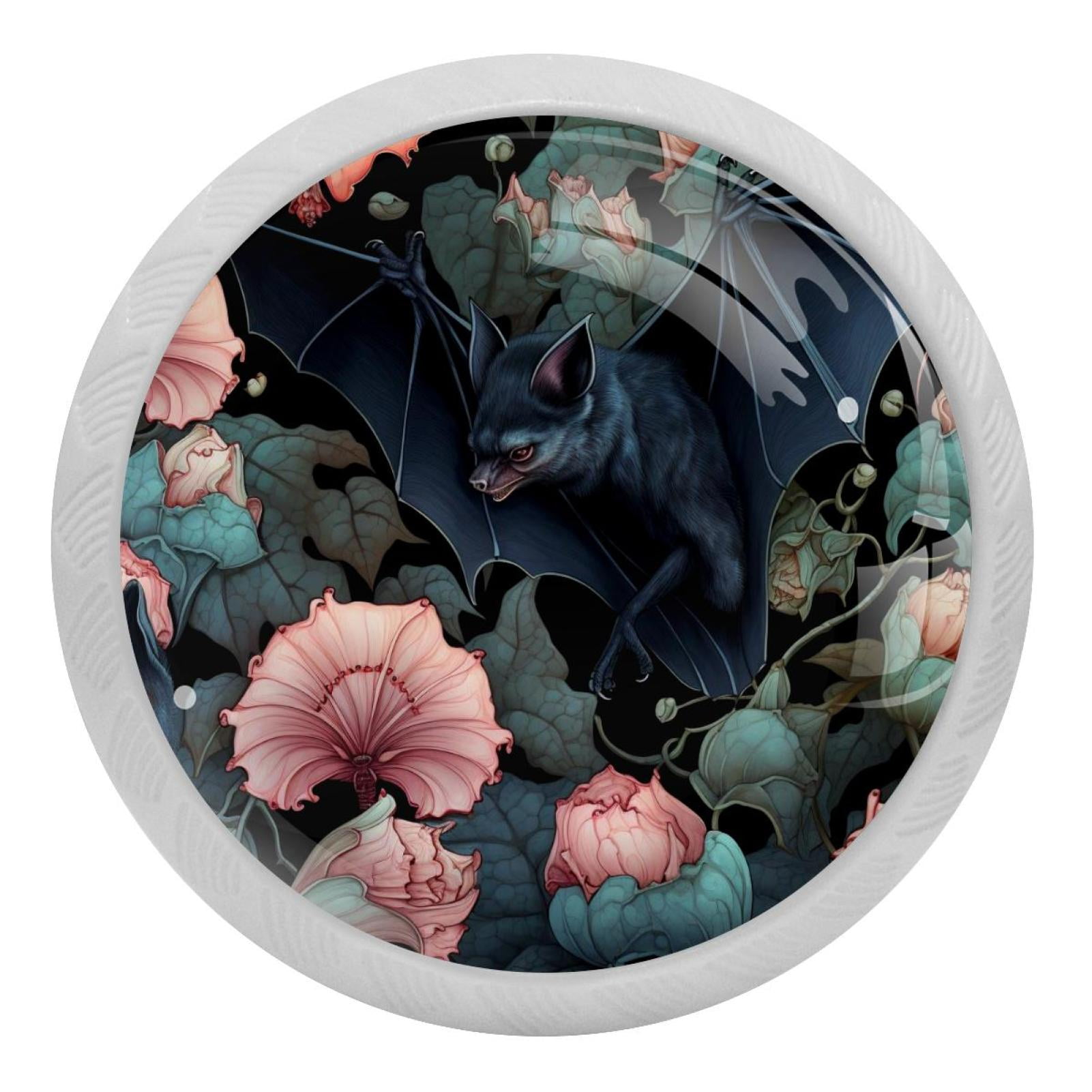 Bat Fluorescent Drawer Pulls: Round 4-Pack Glow-in-the-Dark Knobs for ...