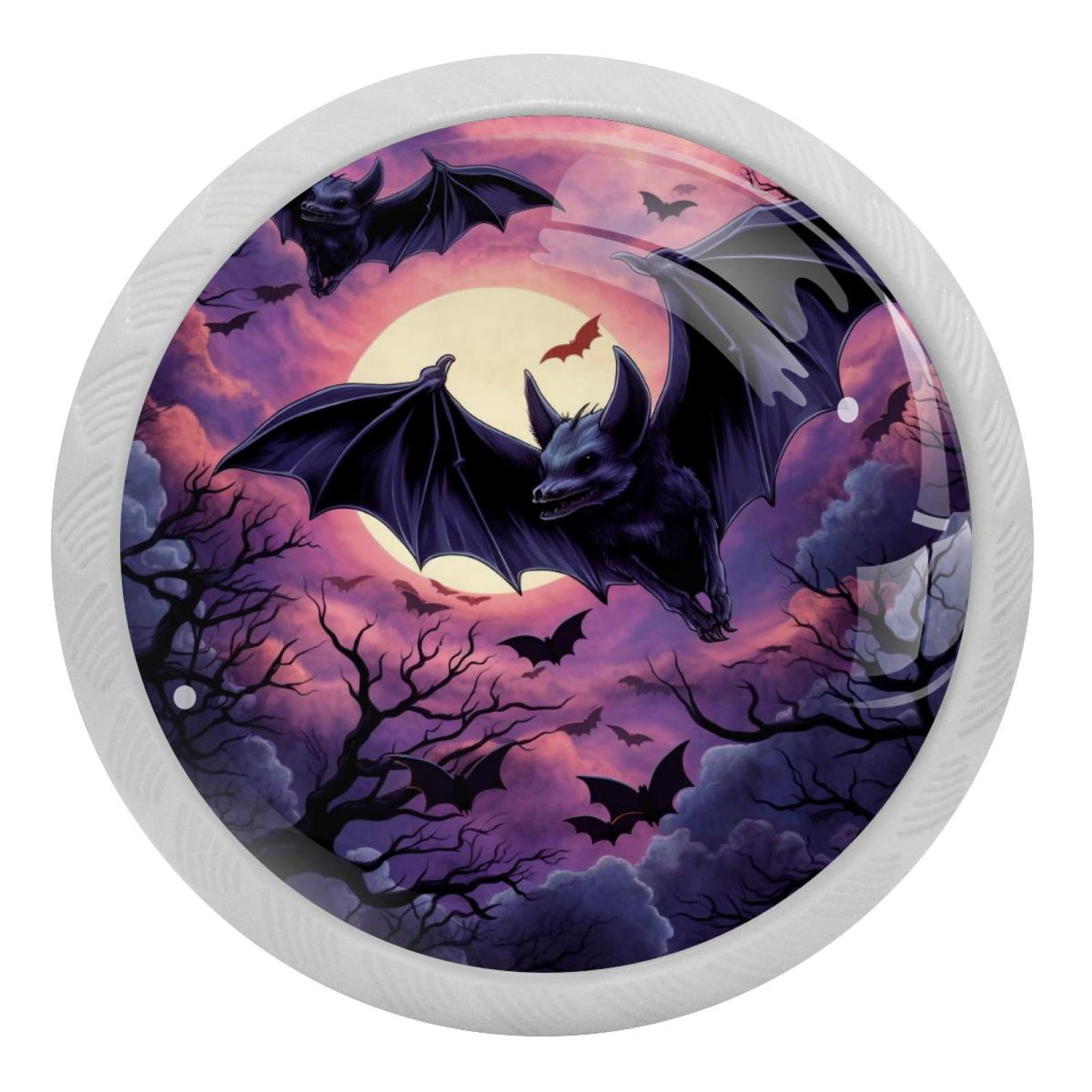 Bat Fluorescent Drawer Pulls: Round 4-Pack Glow-in-the-Dark Knobs for ...