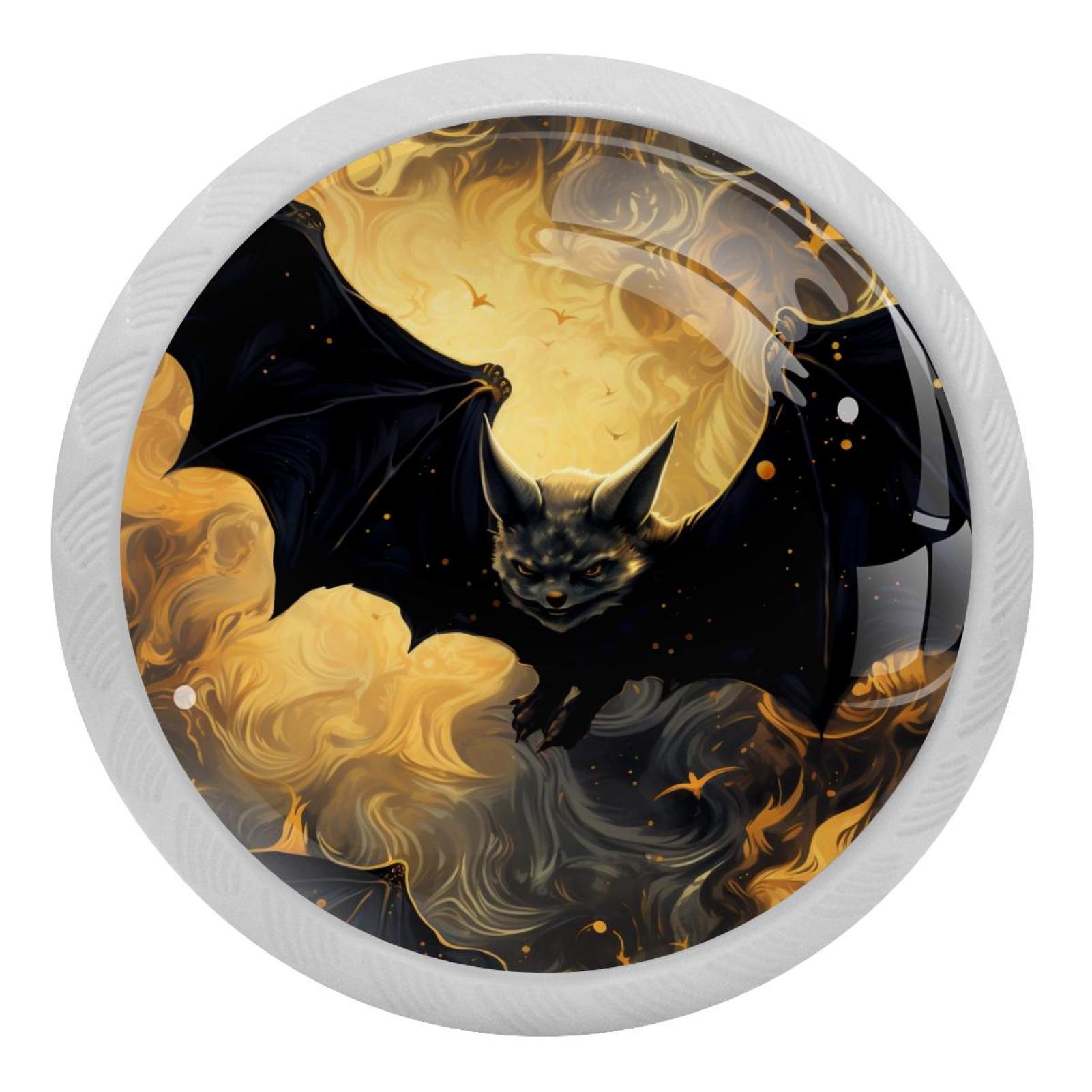 Bat Fluorescent Drawer Pulls: Round 4-Pack, Glow-in-the-Dark Knobs for ...
