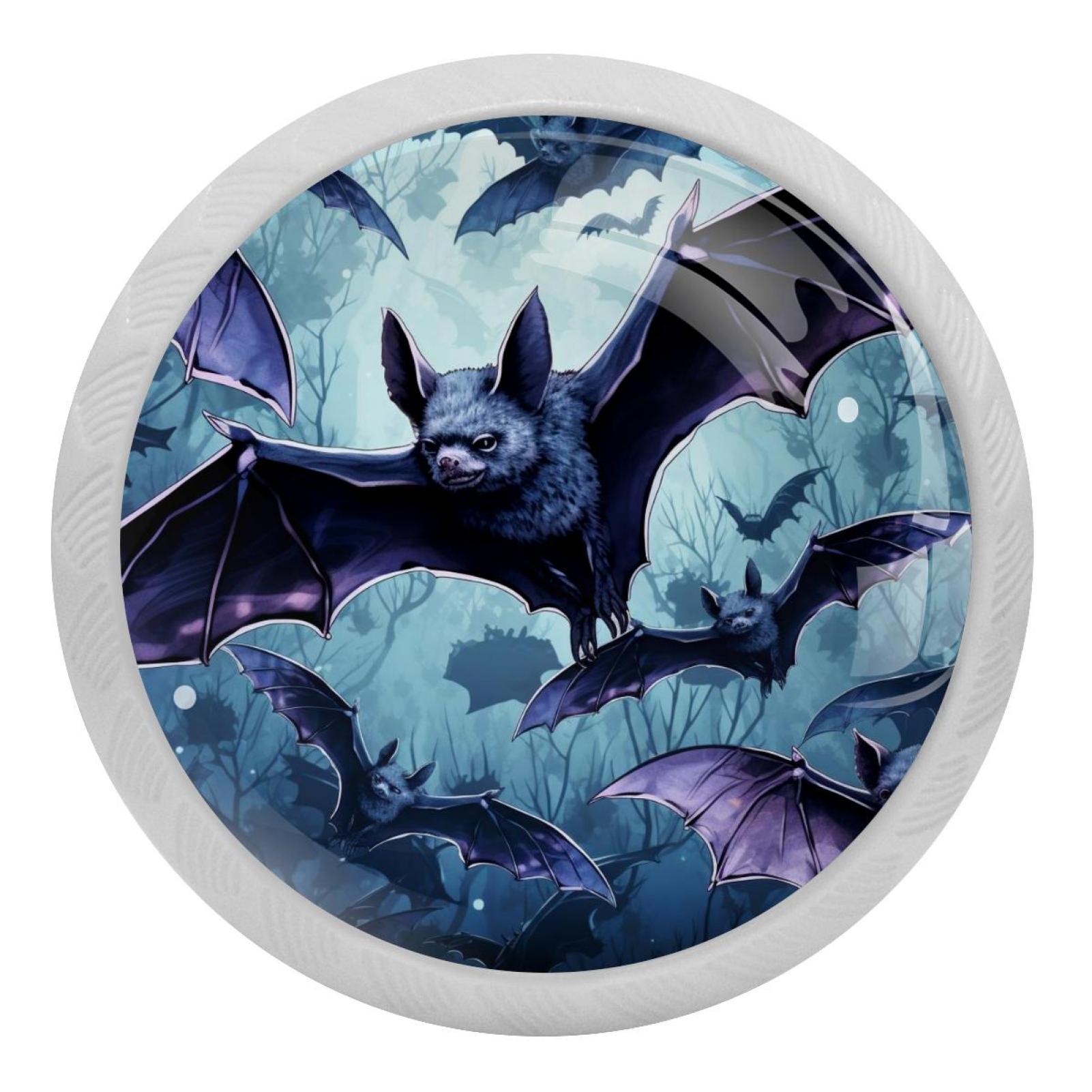 Bat Fluorescent Drawer Pulls - Round Knobs - Glow-in-the-Dark Door ...