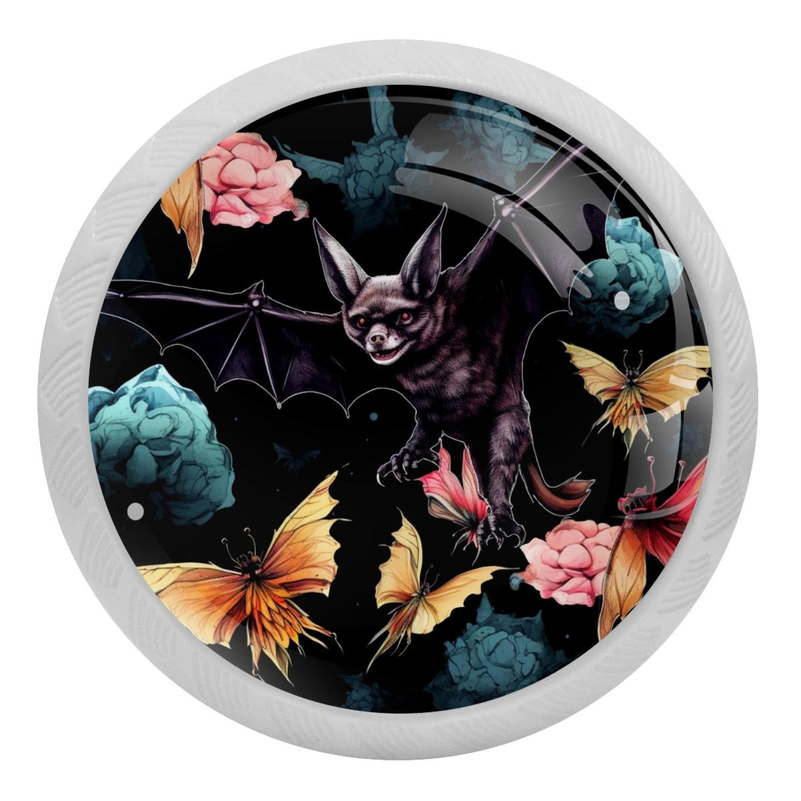 Bat Fluorescent Drawer Pulls with Screws - Round 4-Pack, Glow-in-the ...