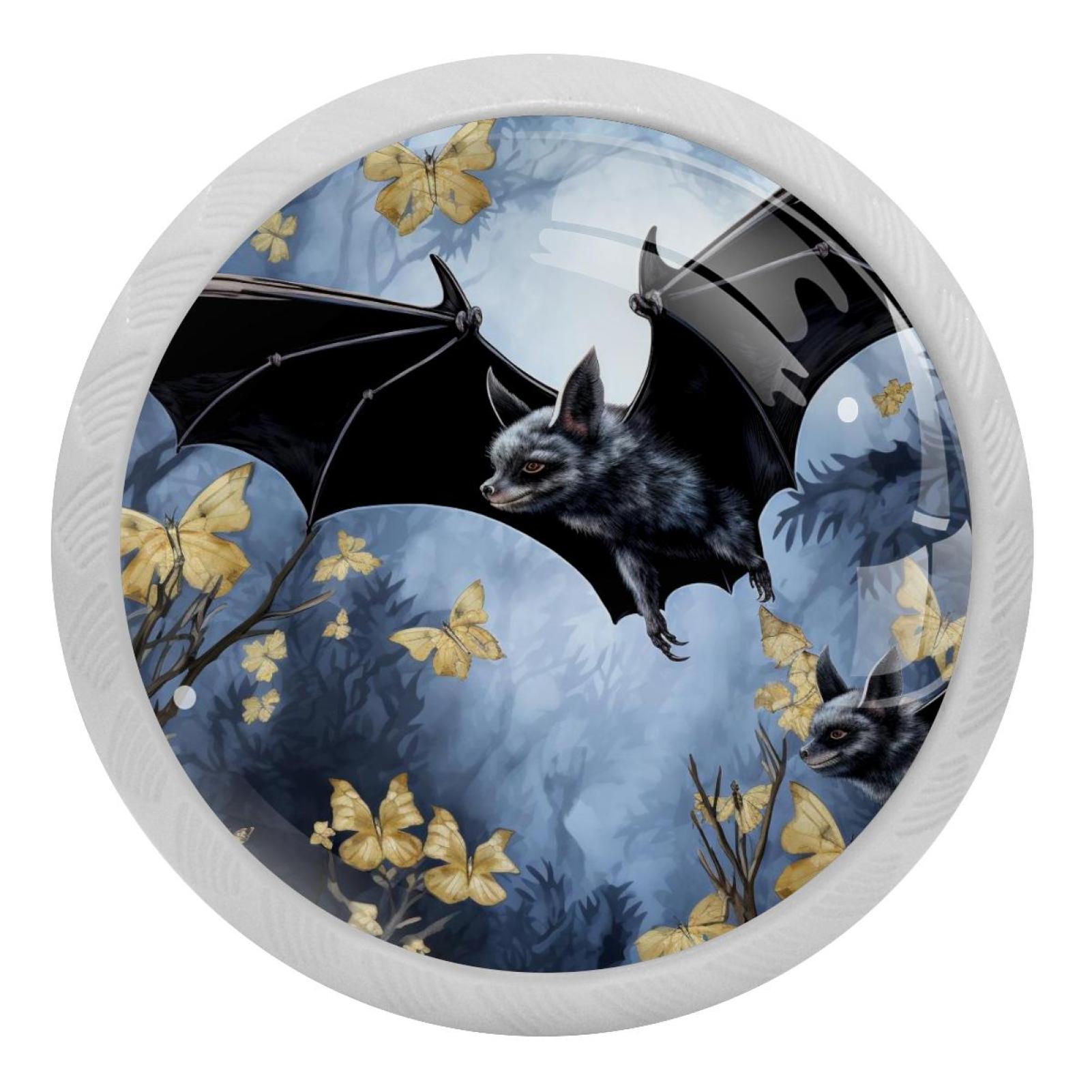 Bat Fluorescent Drawer Pulls with Screws - Round 4-Pack: Glow-in-the ...