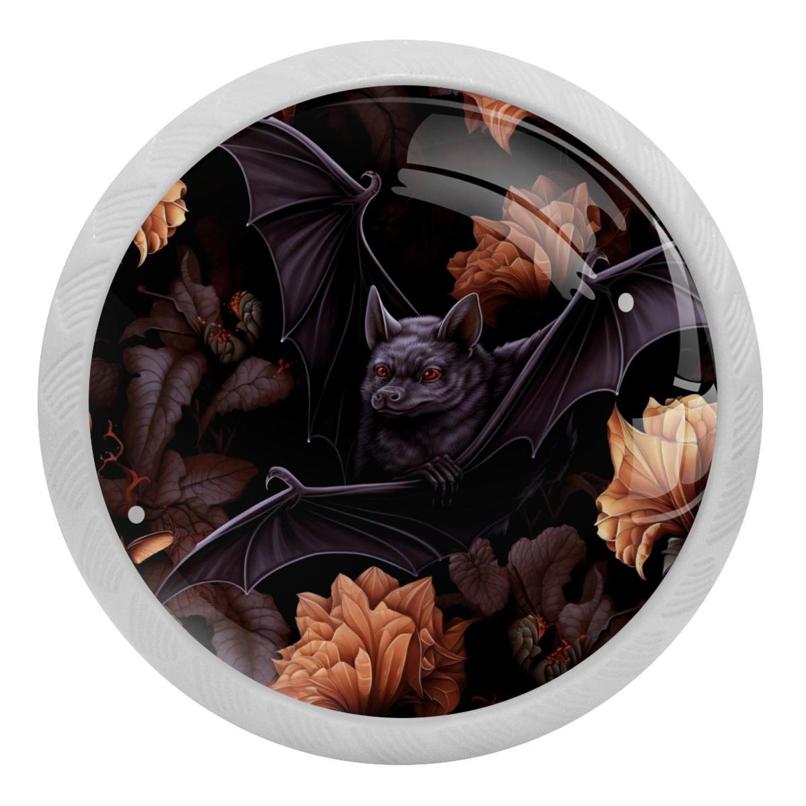 Bat Fluorescent Drawer Pulls with Screws - Round 4-Pack: Glow-in-the ...