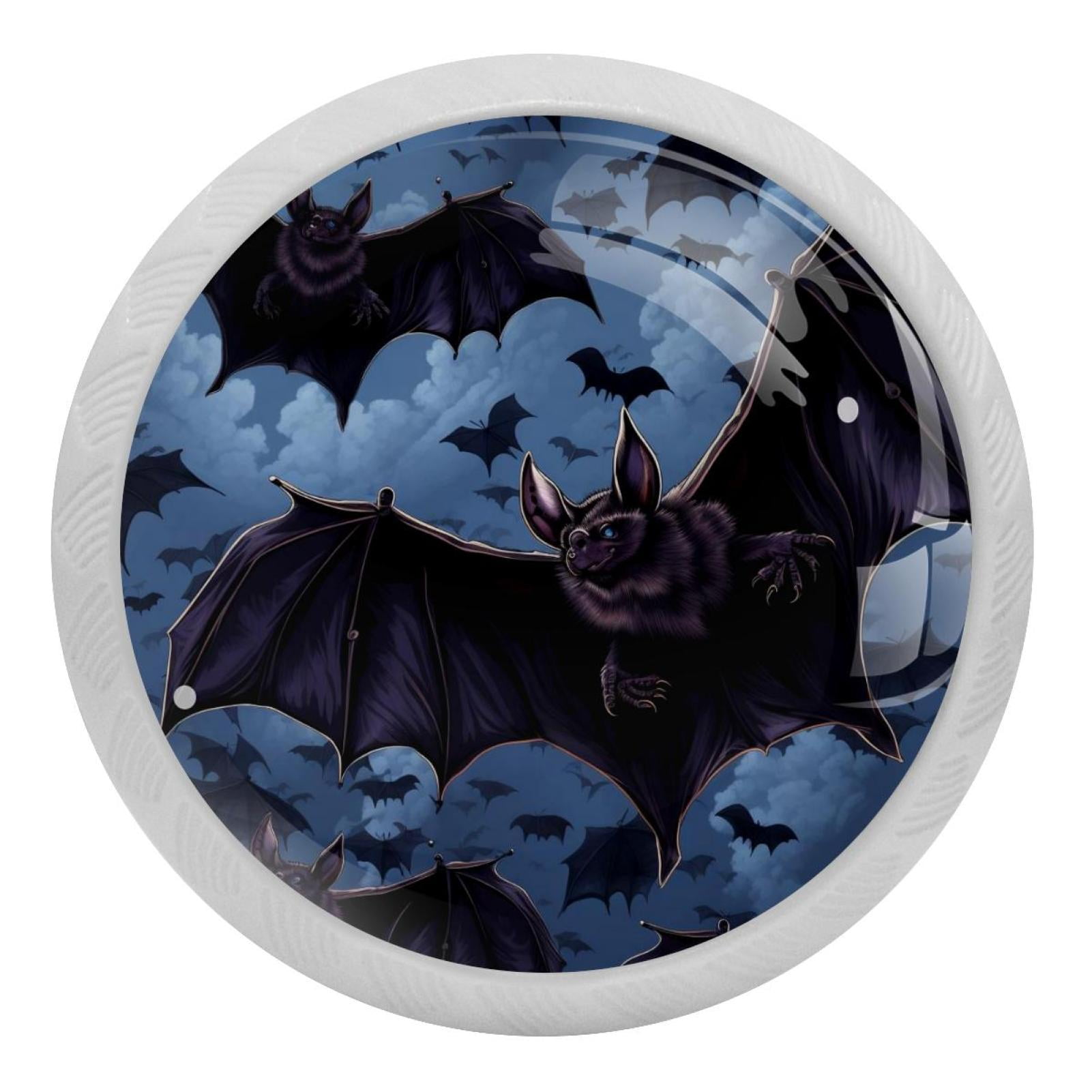 Bat Fluorescent Drawer Pulls with Screws - Round 4-Pack Glow-in-the ...