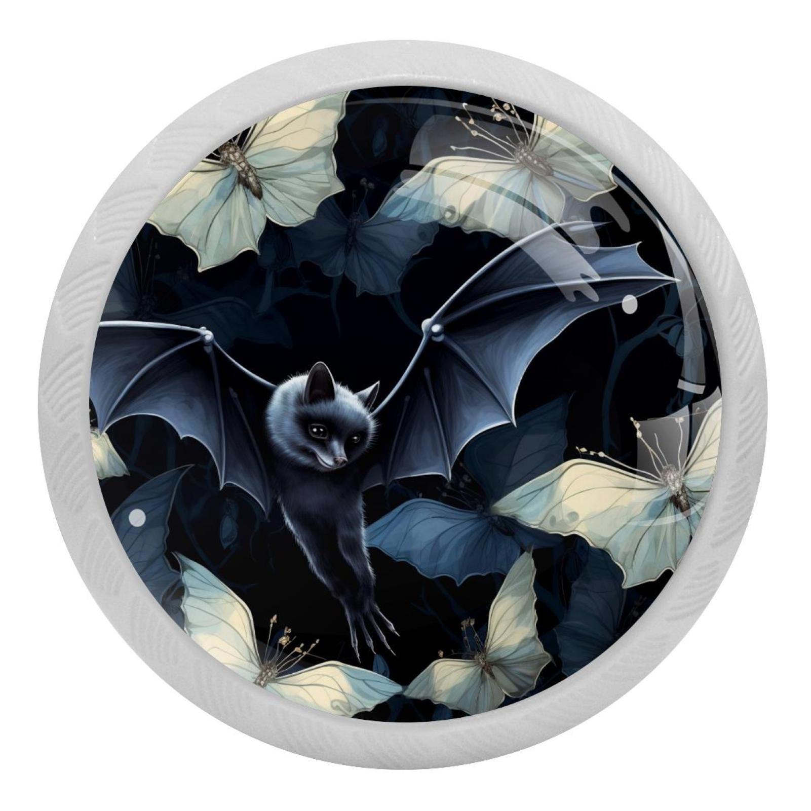 Bat Fluorescent Drawer Pulls with Screws - Round 4-Pack Glow-in-the ...