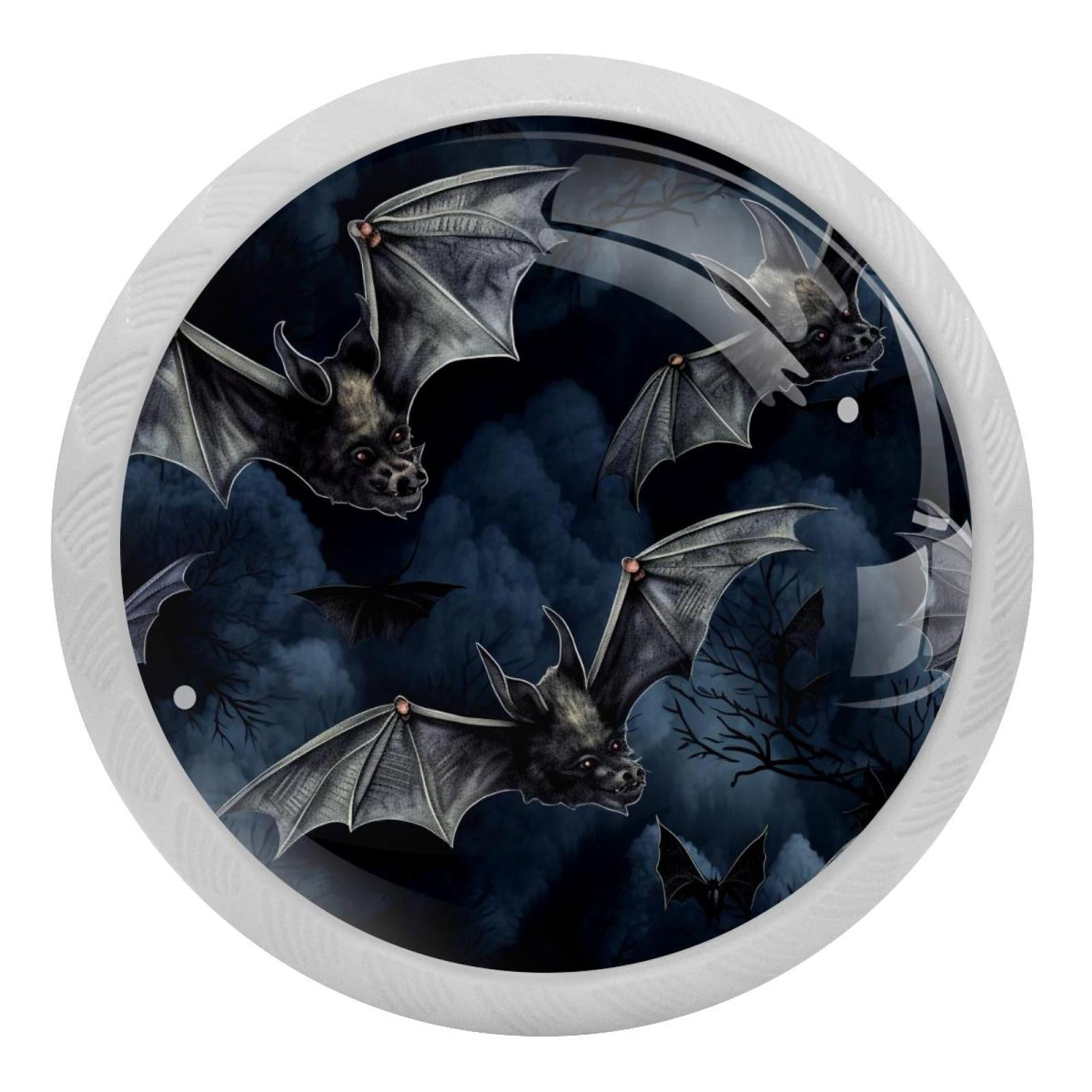 Bat Fluorescent Drawer Pulls with Screws: Round 4-Pack Glow-in-the-Dark ...