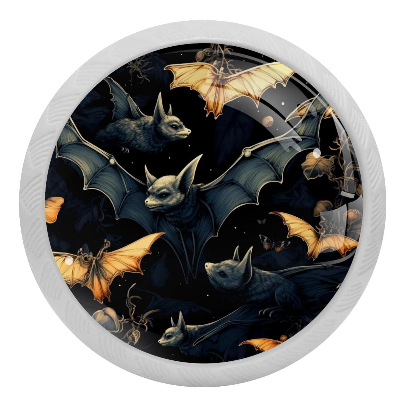 Bat Fluorescent Drawer Pulls with Screws: Round 4-Pack Glow-in-the-Dark ...